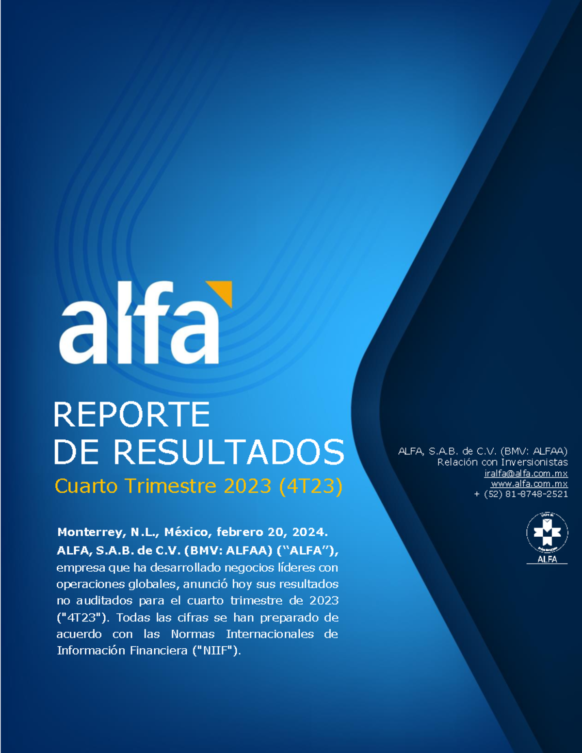 ALFA4T23Resultados-2 - Monterrey, N., México, febrero 20 , 20 24. ALFA ...