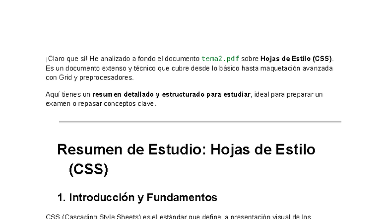 TEMA2 Resumen: Hojas de Estilo (CSS) para Examen Final - Studocu