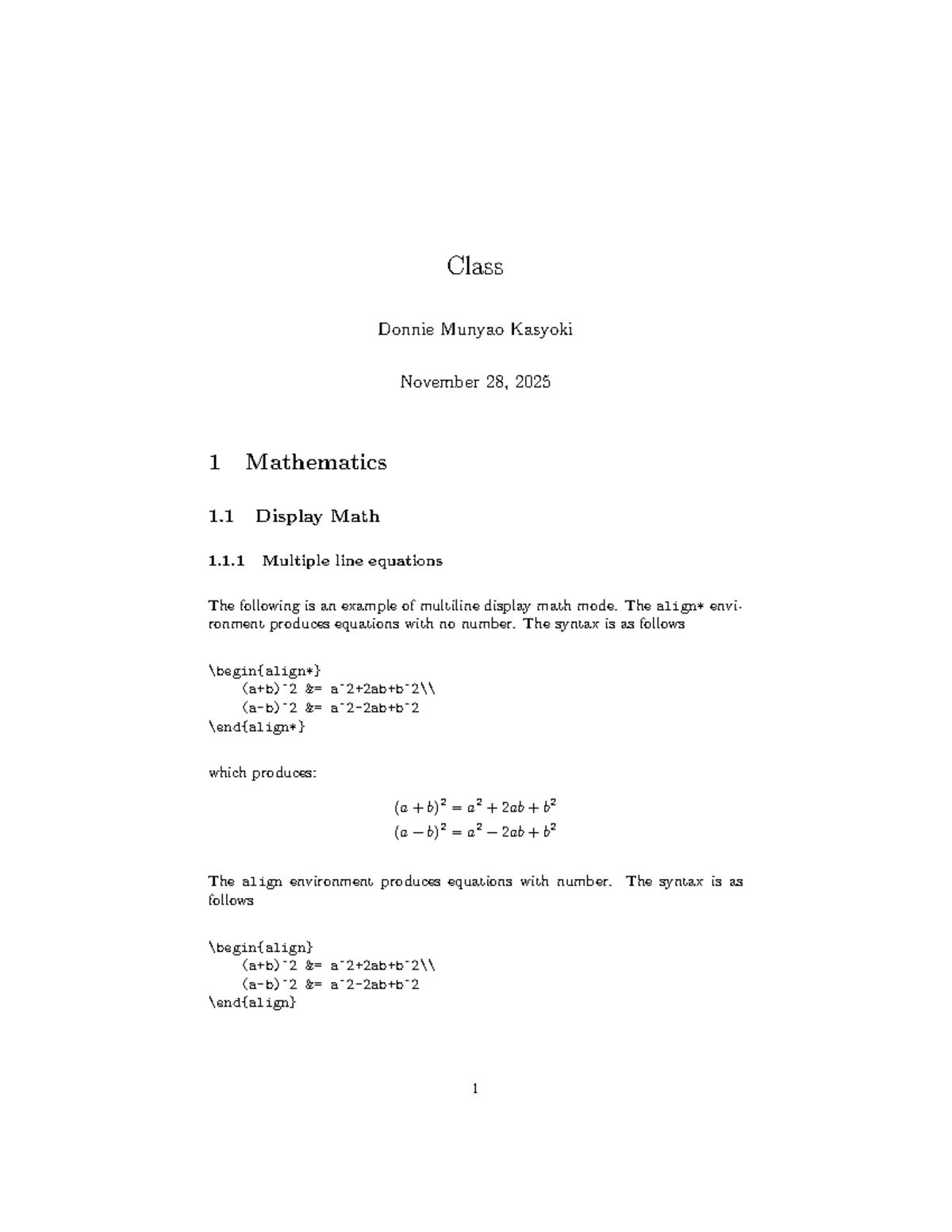 Mathematics 1.1 Display Math and Theorem Environments Notes - Studocu