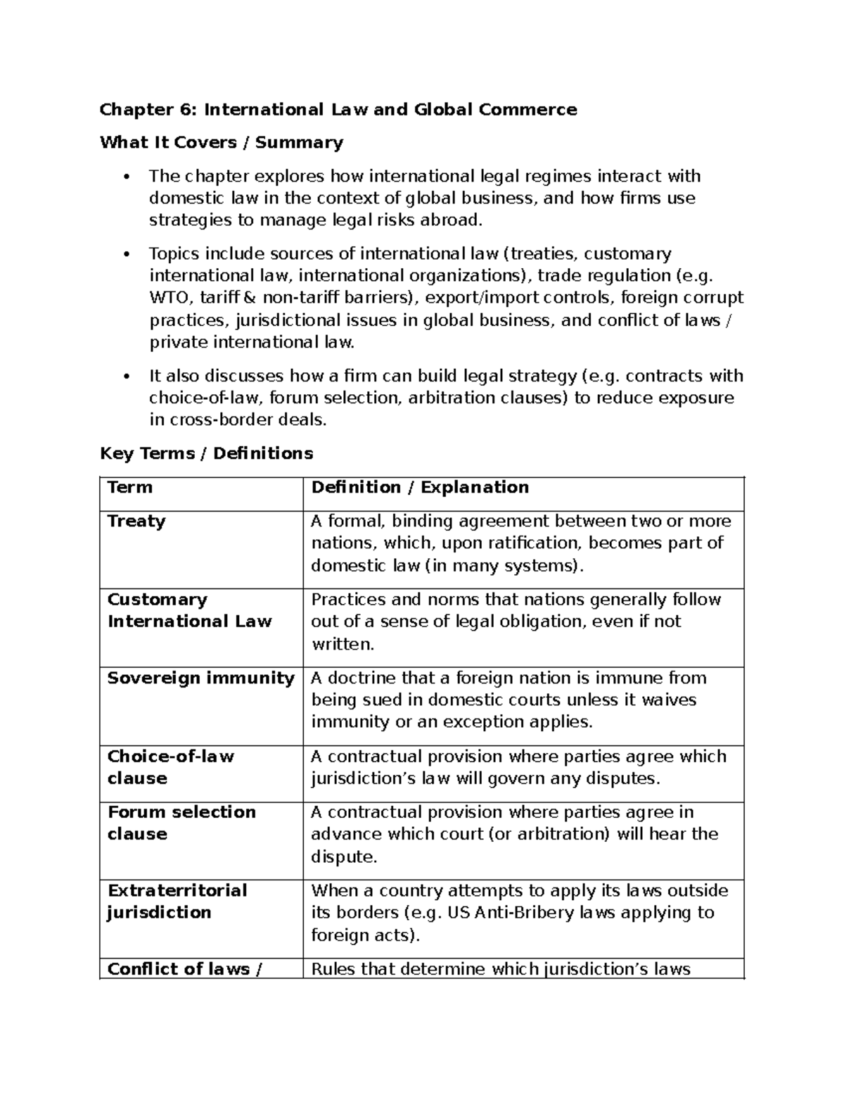 International Law and Global Commerce: Legal Strategies Overview - Studocu