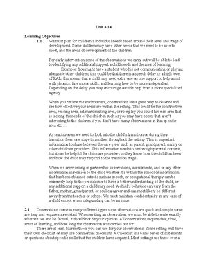 Unit 3.1 Assignment - CACHE Level 3 - Unit 3. Learning Objectives: 1-1 ...