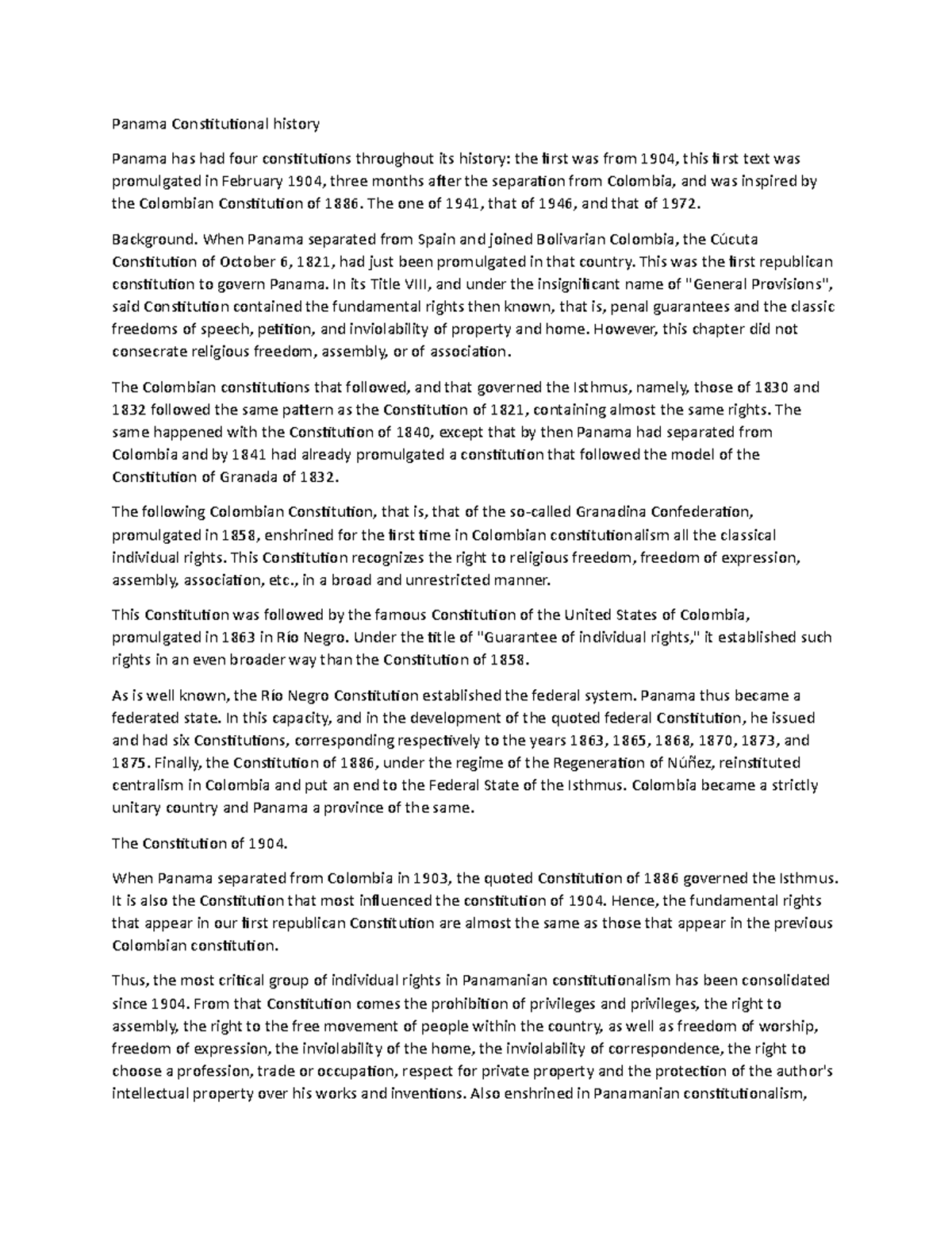 Panama Constitutional History: Evolution from 1904 to 1972 Essentials ...