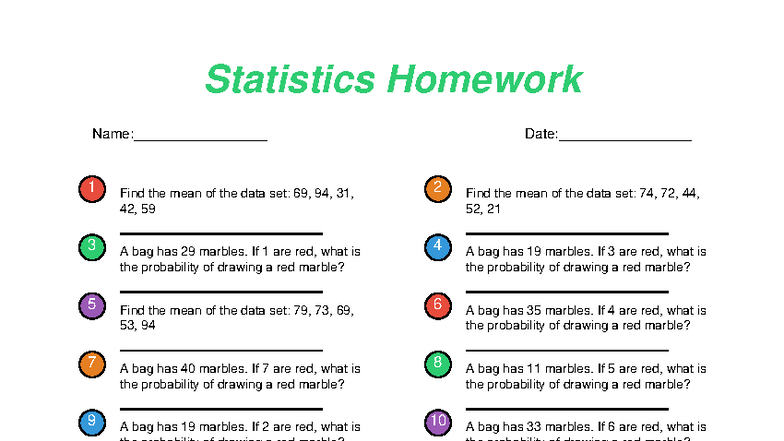 Statistics Homework 3: Mean & Probability Problems - Studocu