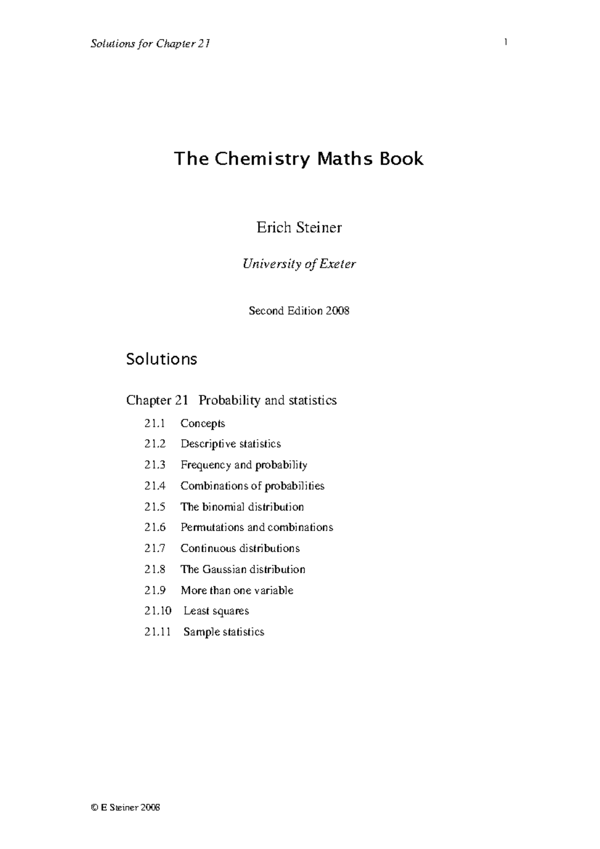 Solutions for Chapter 21: Probability and Statistics (CHEM 101 ...