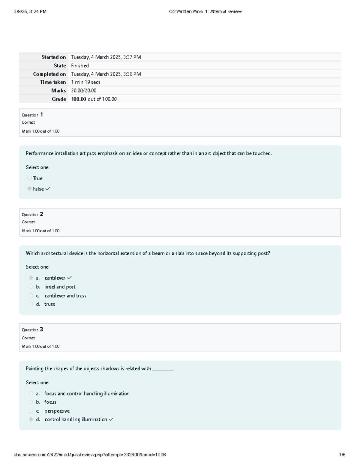 Q2 Written Work 1 Attempt review - Started on Tuesday, 4 March 2025, 3: ...