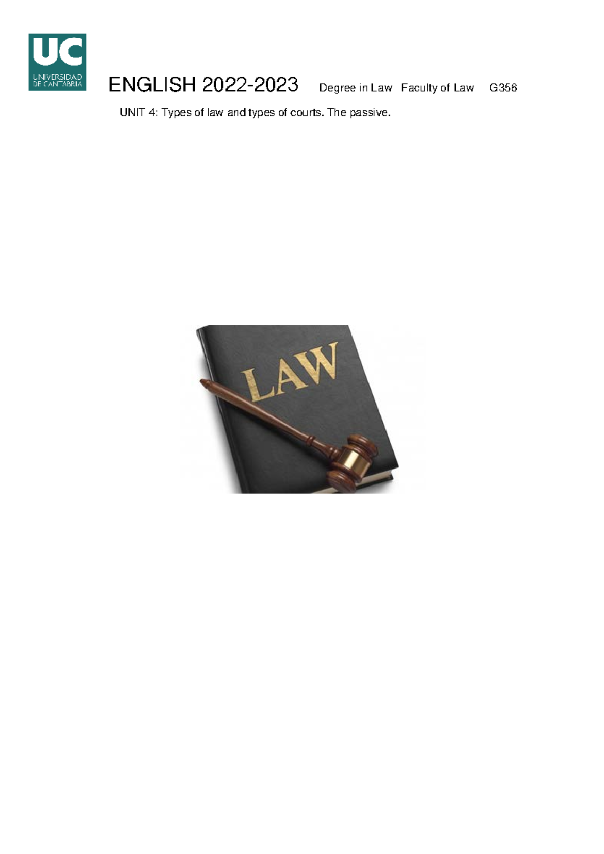 Dossier UNIT 4: Types of Law & Courts - English 202 Study Notes - Studocu