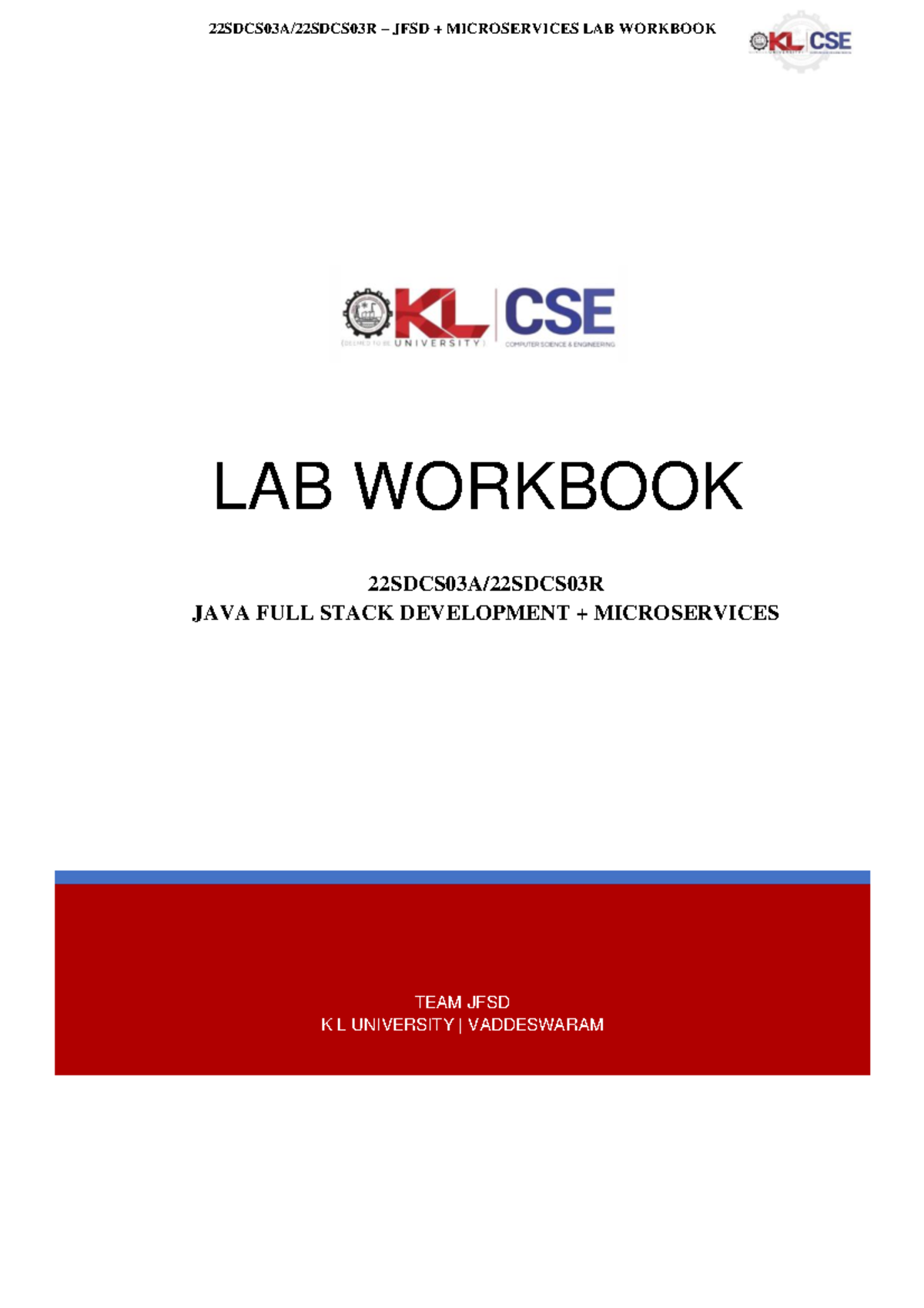 Y22 JFSD LAB Workbook - Java Full Stack Development 22CS210 - Studocu