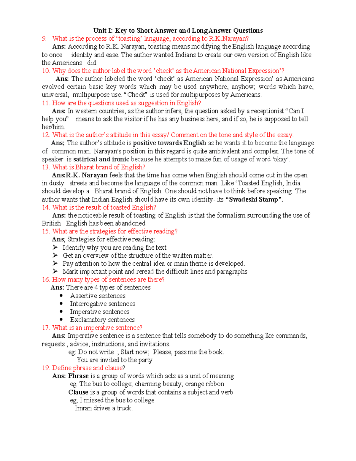 I MID English Question Bank - Key Answers & Insights - Studocu