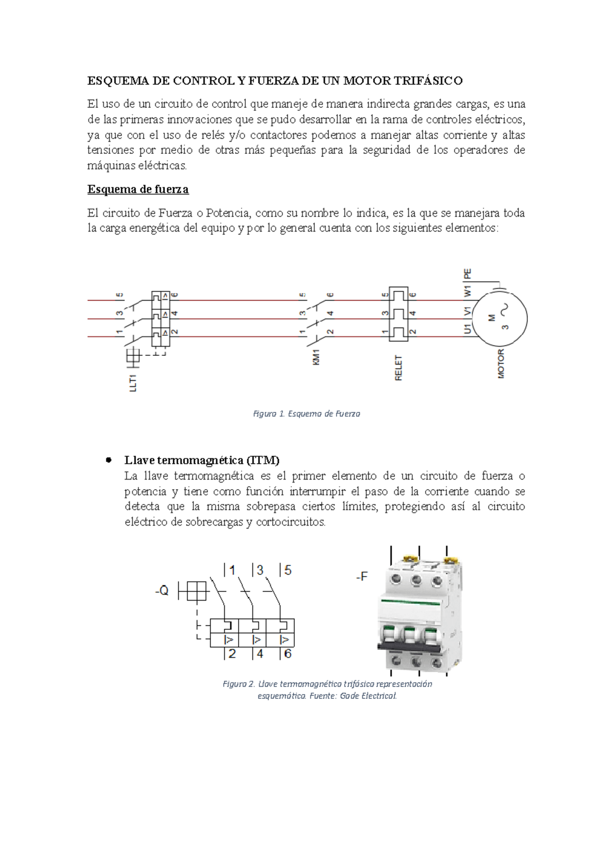 Esquema DE Control Y Fuerza DE UN Motor Trifásico - ESQUEMA DE CONTROL ...