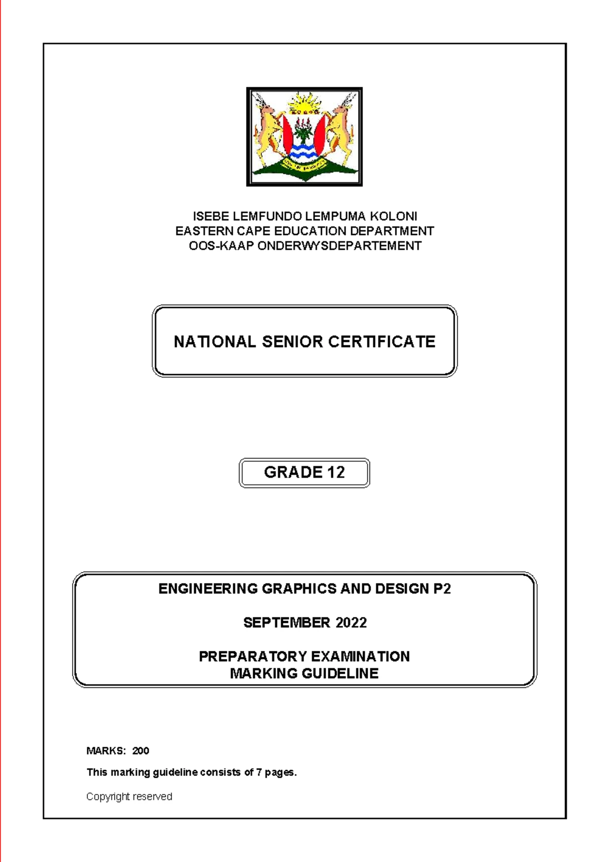 EGD P1 September 2024 Final Exam Instructions and Question Paper - Studocu