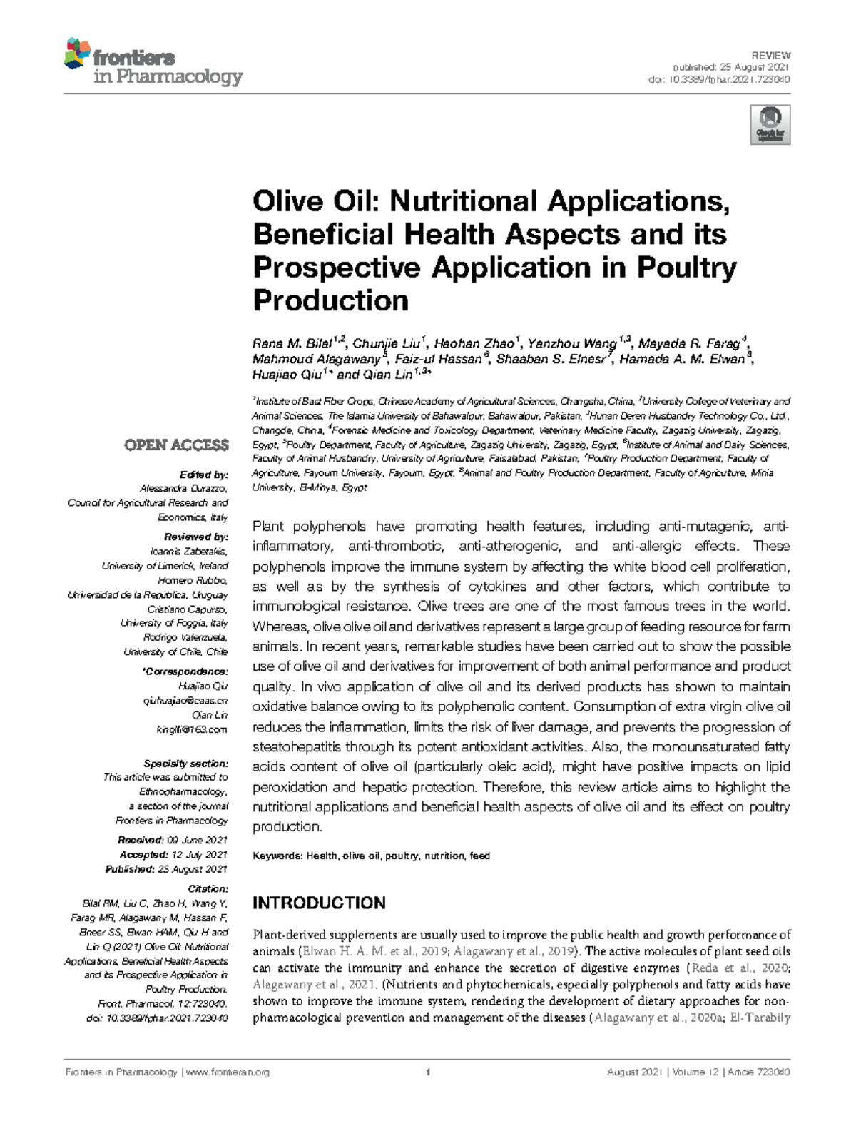 Olive Oil: Nutritional Benefits and Health Aspects in Poultry ...