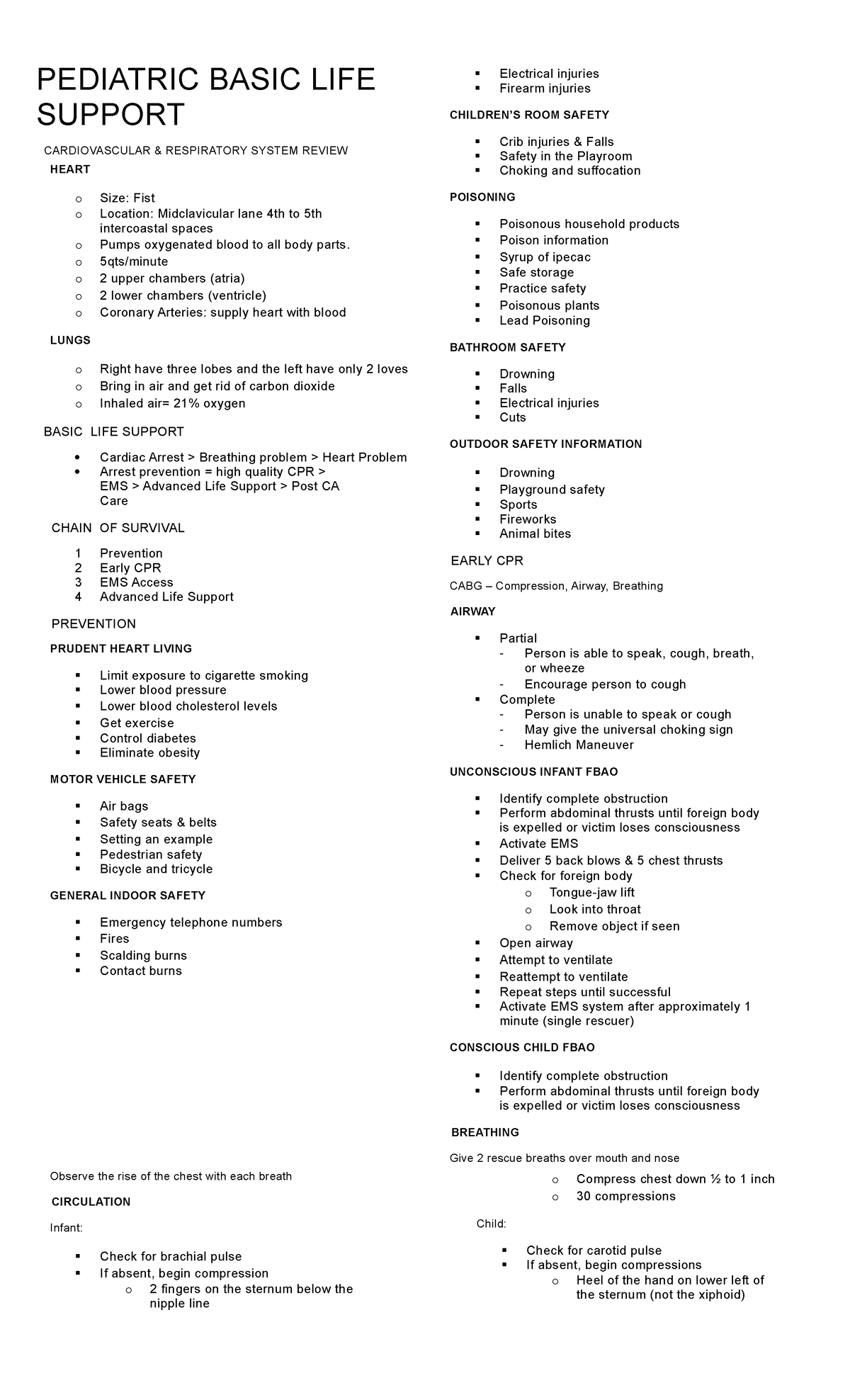 04 Pediatric Basic Life Support - Key Concepts and Procedures - Studocu