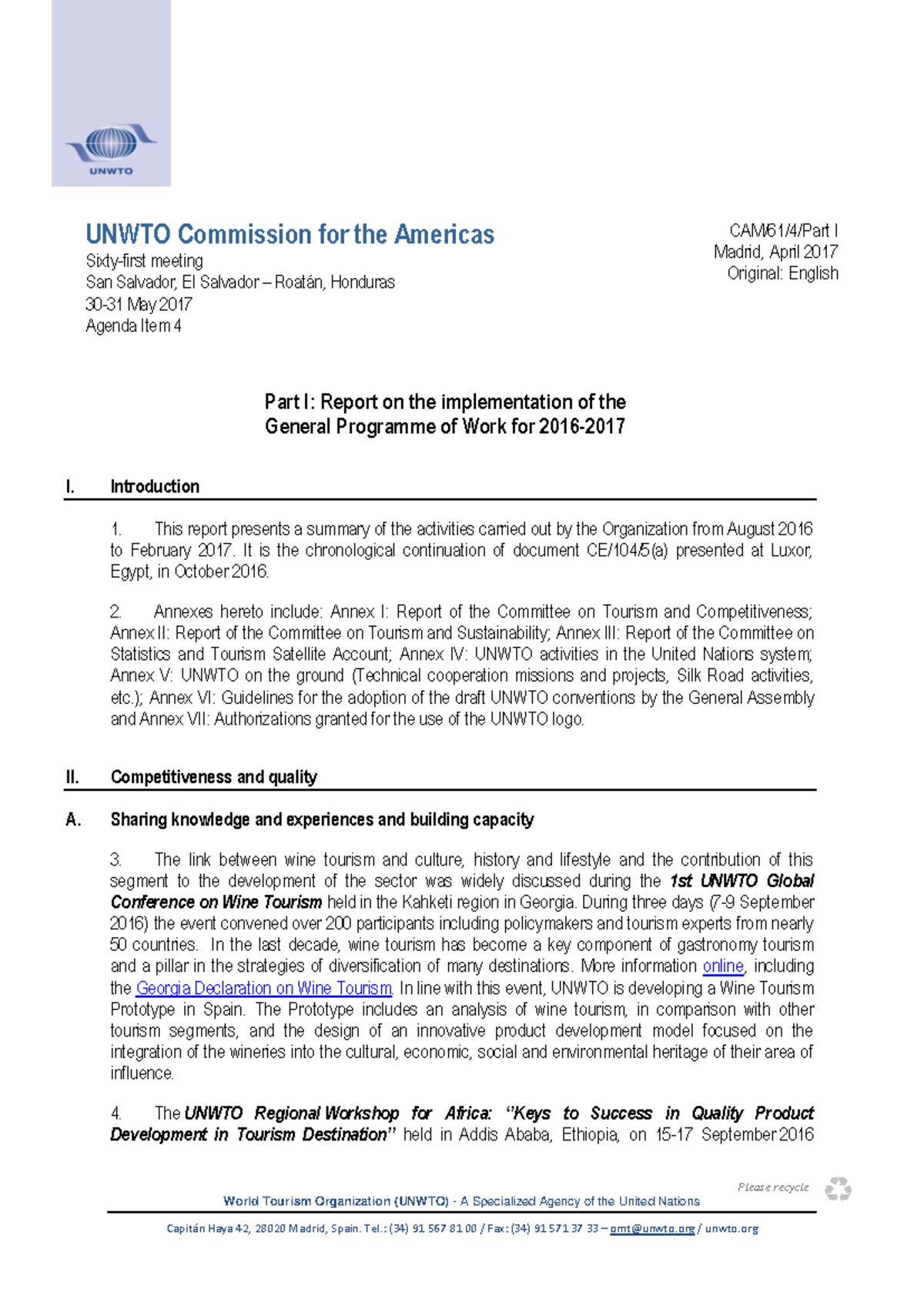 World Tourism Organization Unwto ( PDFDrive ) - UNWTO Commission for ...