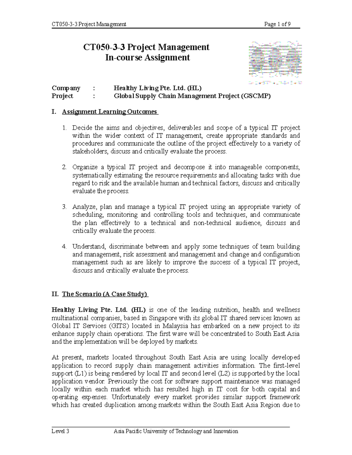 240697476 Project Management Assignment - CT050-3-3 Project Management ...