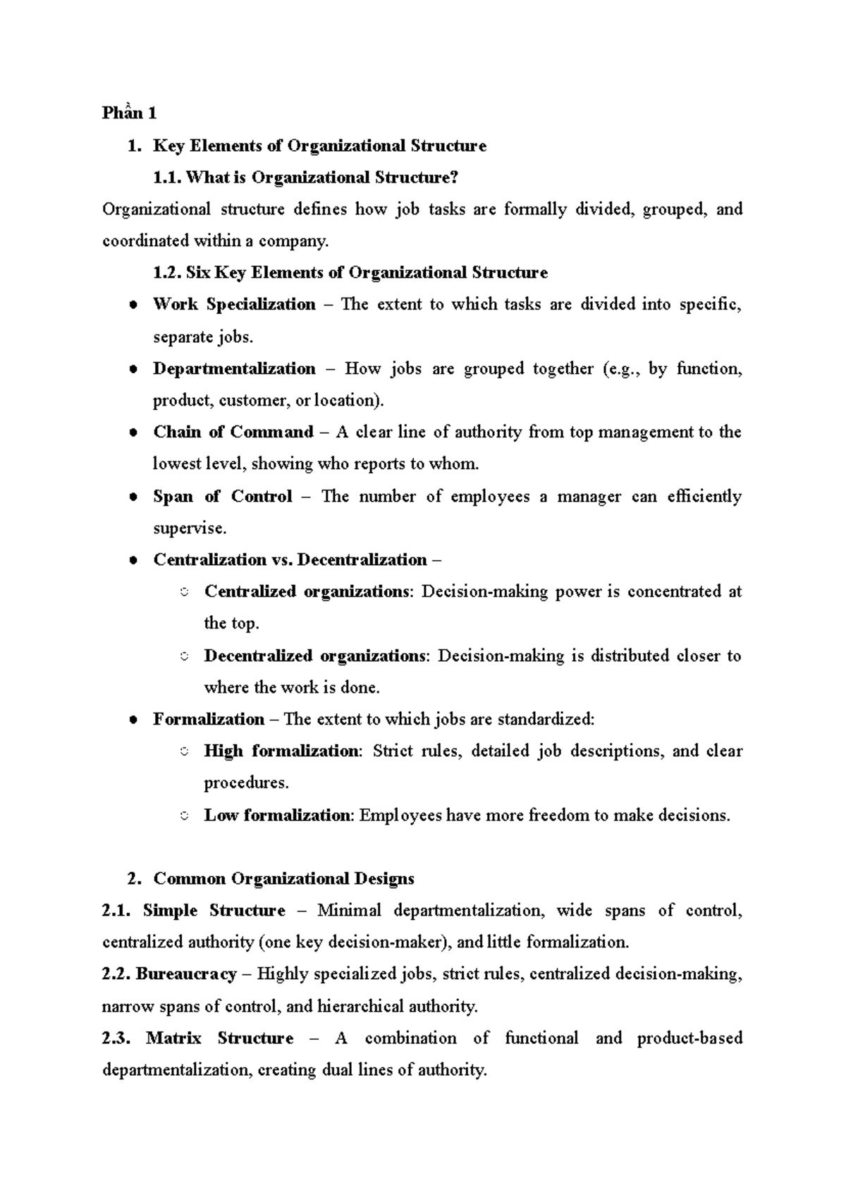 Key Elements of Organizational Structure - Presentation 2 (ND) - Studocu