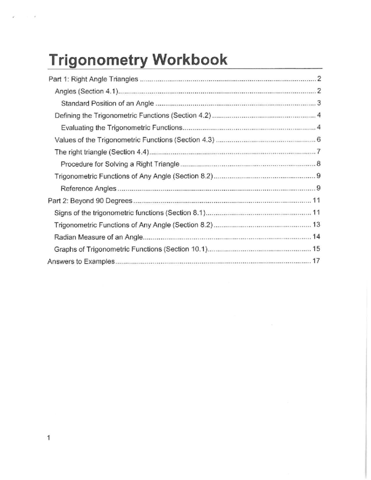 Trigonometry 1 - HHG Course Overview and Key Concepts - Studocu