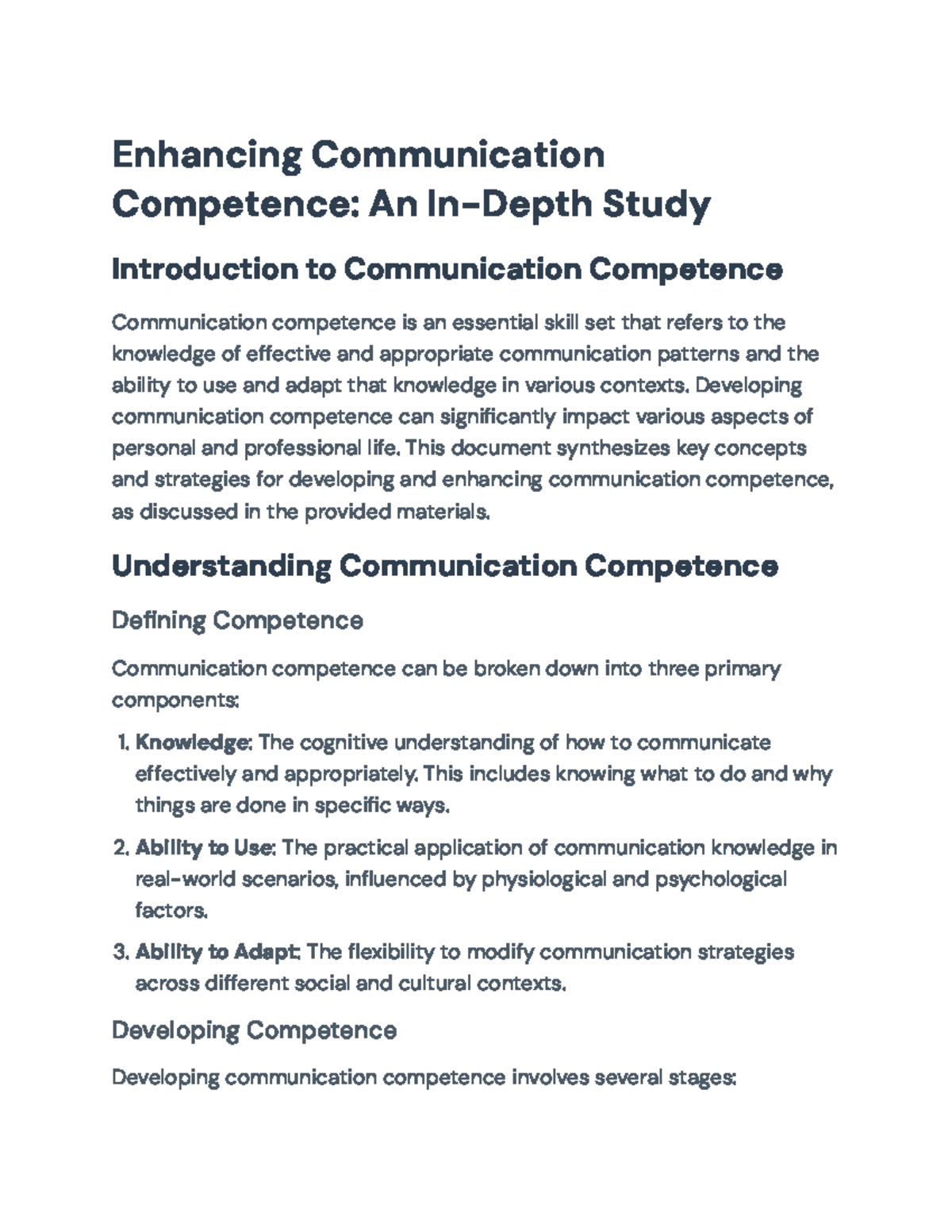 Enhancing Communication Competence: Key Concepts and Strategies ...