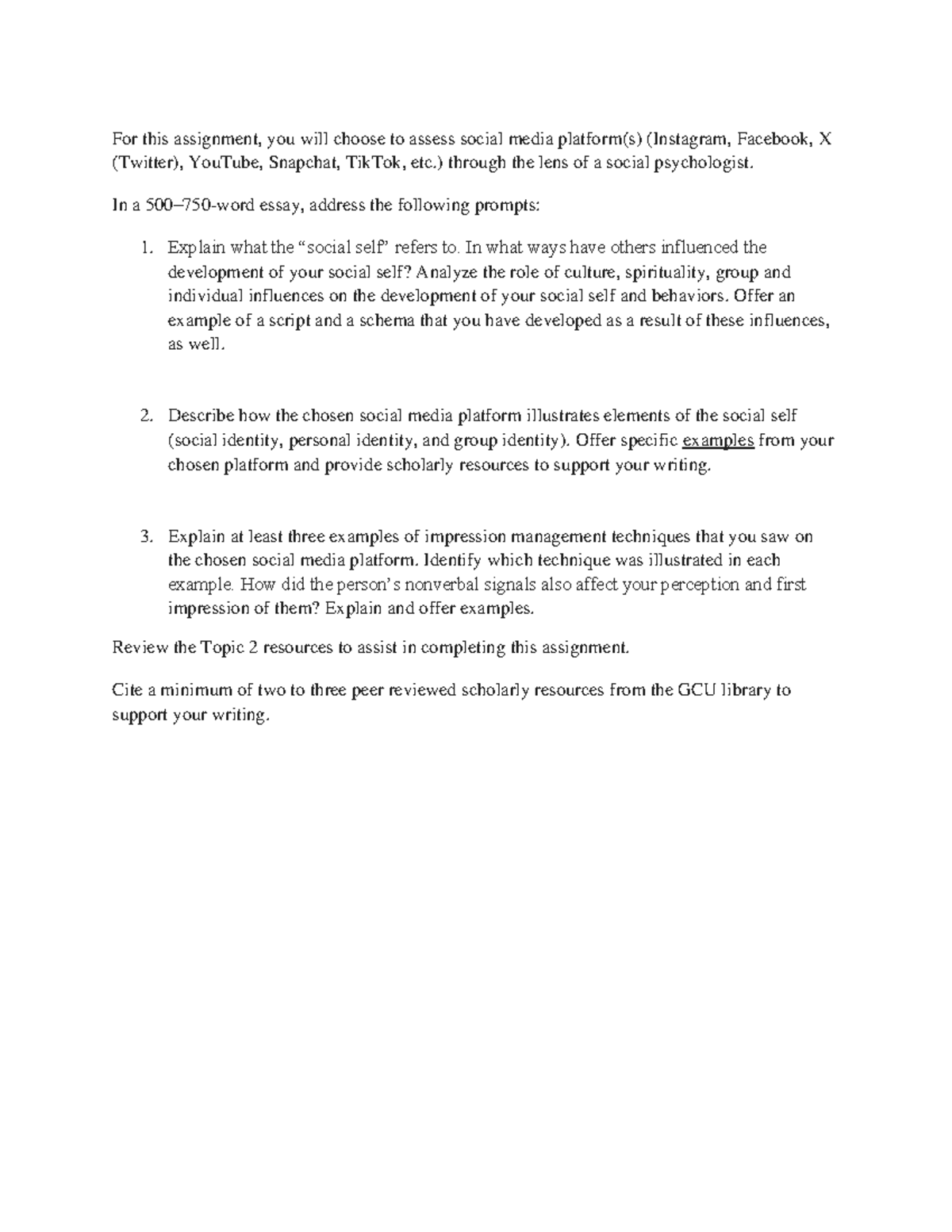 The Authentic Self - Assignment - For this assignment, you will choose ...