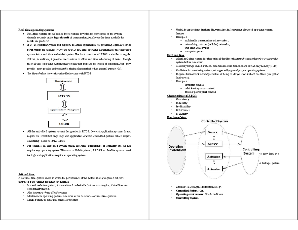 Ch 7 - RTOS Overview and Characteristics in Operating Systems - Studocu