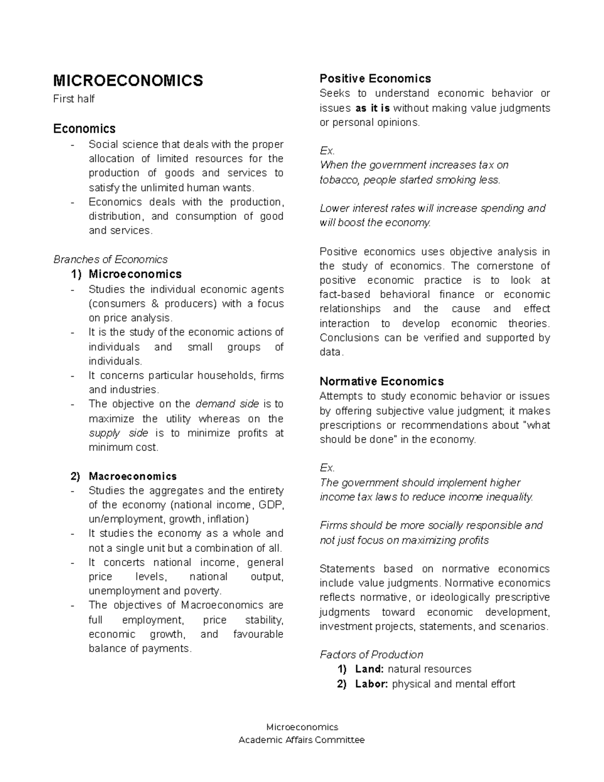 AB302 - Positive Economics Overview and Key Concepts - Studocu