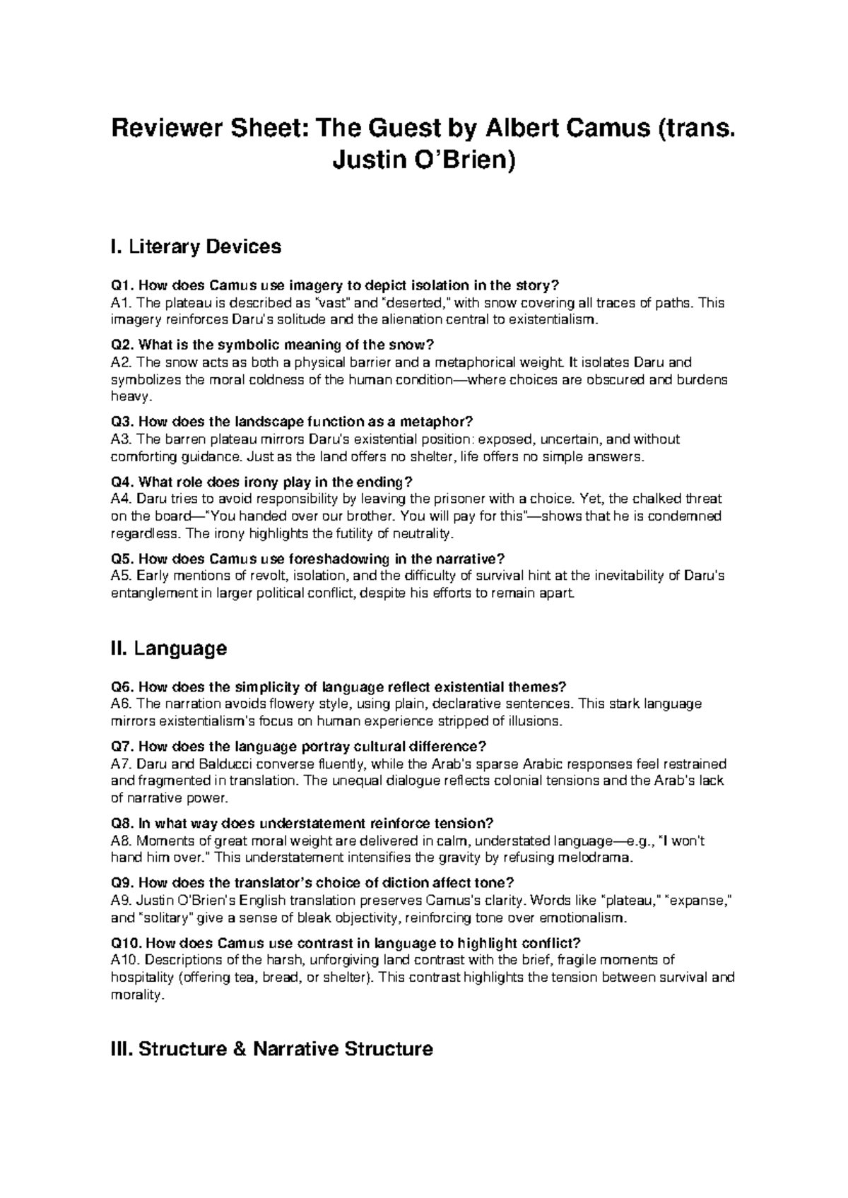 The Guest (Albert Camus) Literary Review: Imagery & Themes Analysis ...