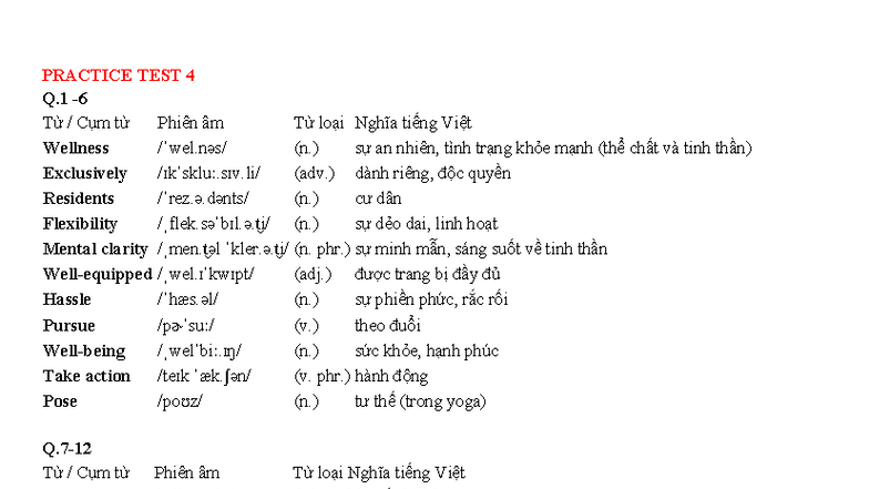 Vocabulary Practice Test 4-5: Key Terms & Definitions - Studocu