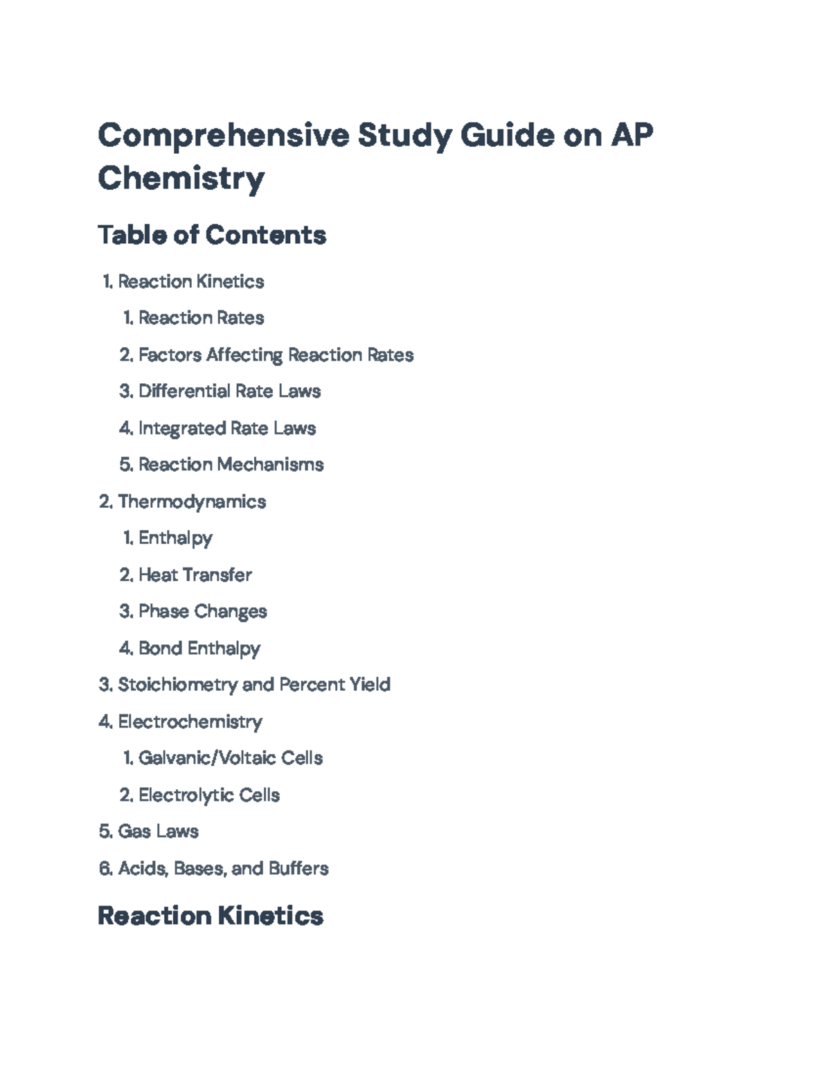AP Chemistry Comprehensive Study Guide: Key Concepts and Theories ...