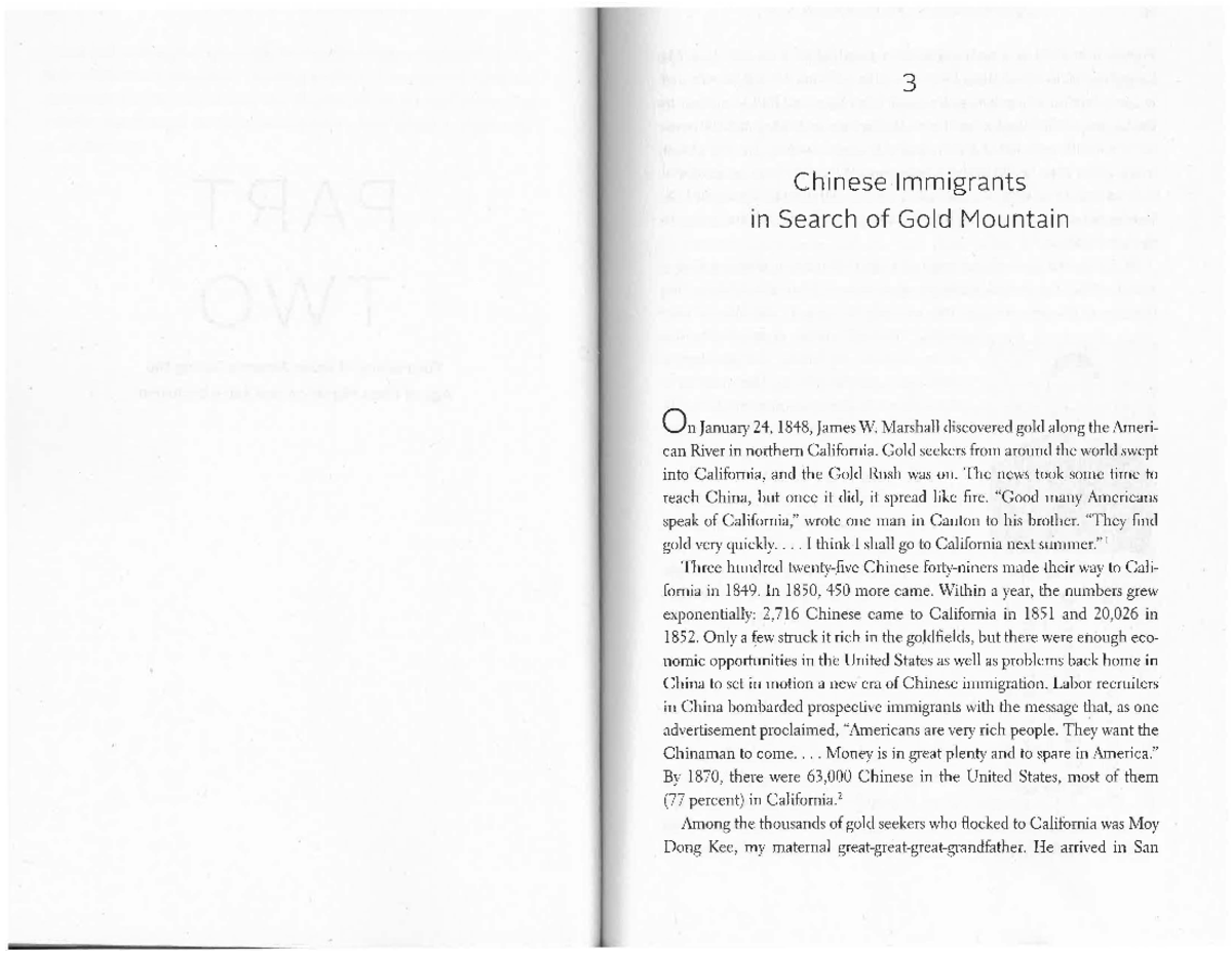 Asian America: Chapter 3 - Chinese Immigrants & Gold Mountain - Studocu