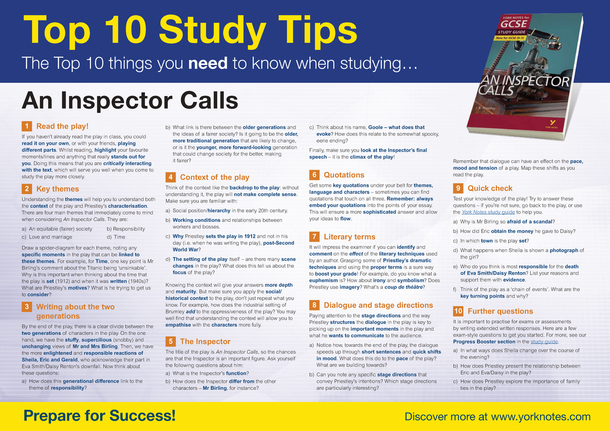 An Inspector Calls: Top 10 Study Tips for Success - Studocu