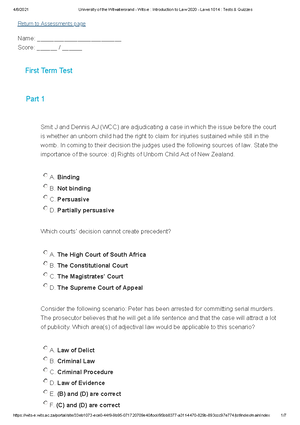 Judicial Precedent #1 - law notes - LAWS1011A 06. Judicial Precedent ...