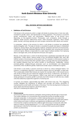 CELL Division - Outline - Guzman - North Eastern Mindanao State ...