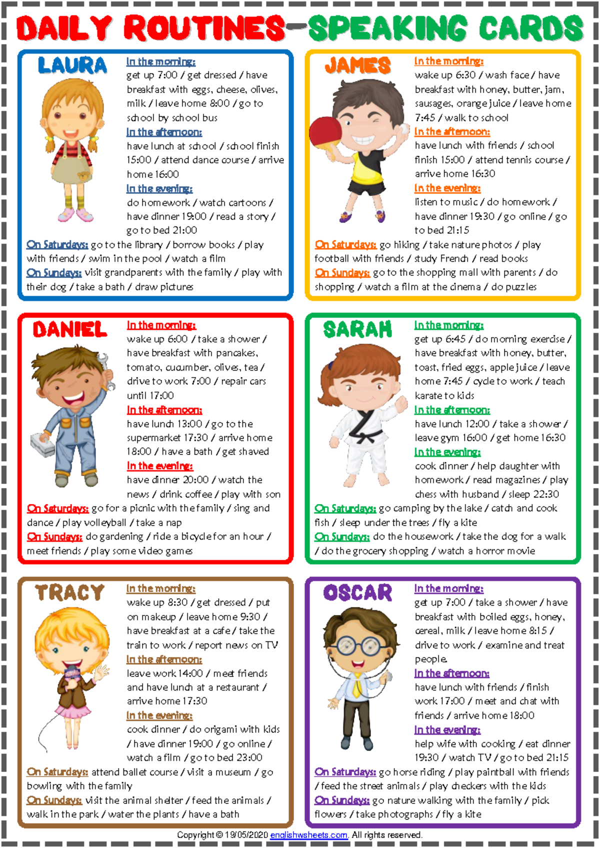 Daily Routines and Weekend Activities: Homework for English Class - Studocu