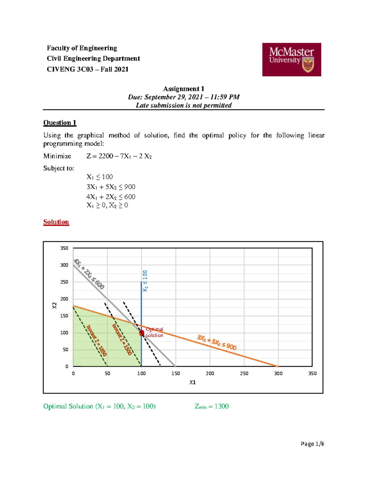 CIVENG 3C03 - Assignment 1 Model Answer - Linear Programming Solutions ...