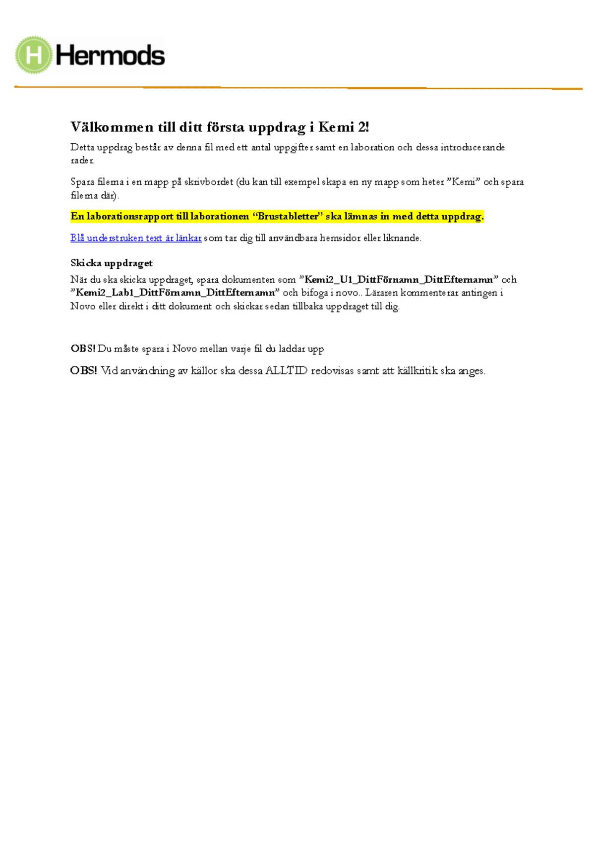 Kemi 2 Laboration 2: Titrering av Starka och Svaga Syror (KEMKEM02 ...