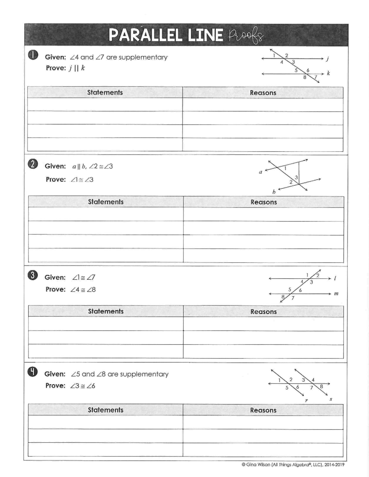 U2 Homework 3 - mmm - PARALLEL LINE Proofs I Given: and L7 are ...