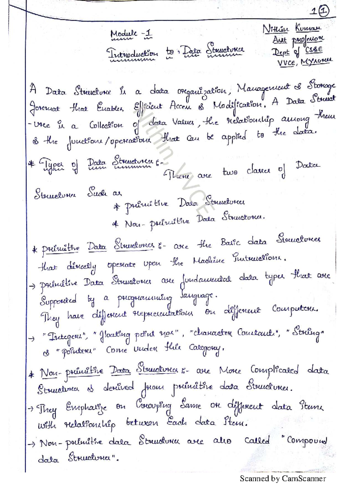 VTU Data Structures Notes (CBCS) by Nithin Kumar - Comprehensive Guide ...