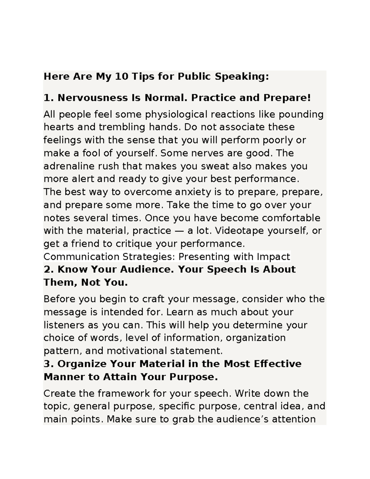 10 Essential Tips for Effective Public Speaking - Studocu