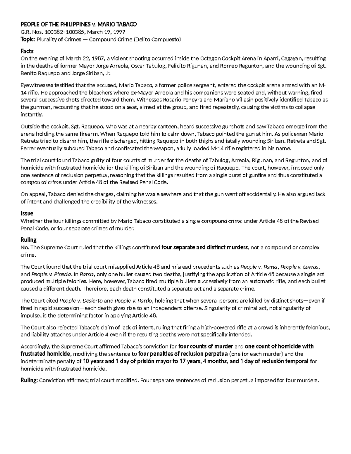 PEOPLE OF THE PHILIPPINES v. MARIO TABACO: G.R. Nos. 123456, March 19 ...