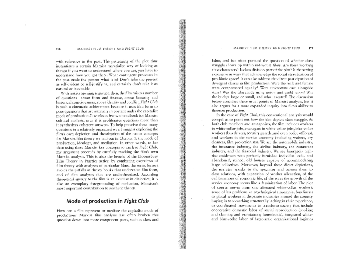 116 MARXIST FILM THEORY: Analyzing Class Struggle in Fight Club - Studocu