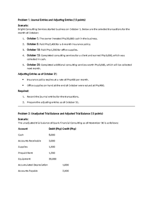 Activity-1 - activity in t accounts - Activity 1 Required 1) Create a T ...