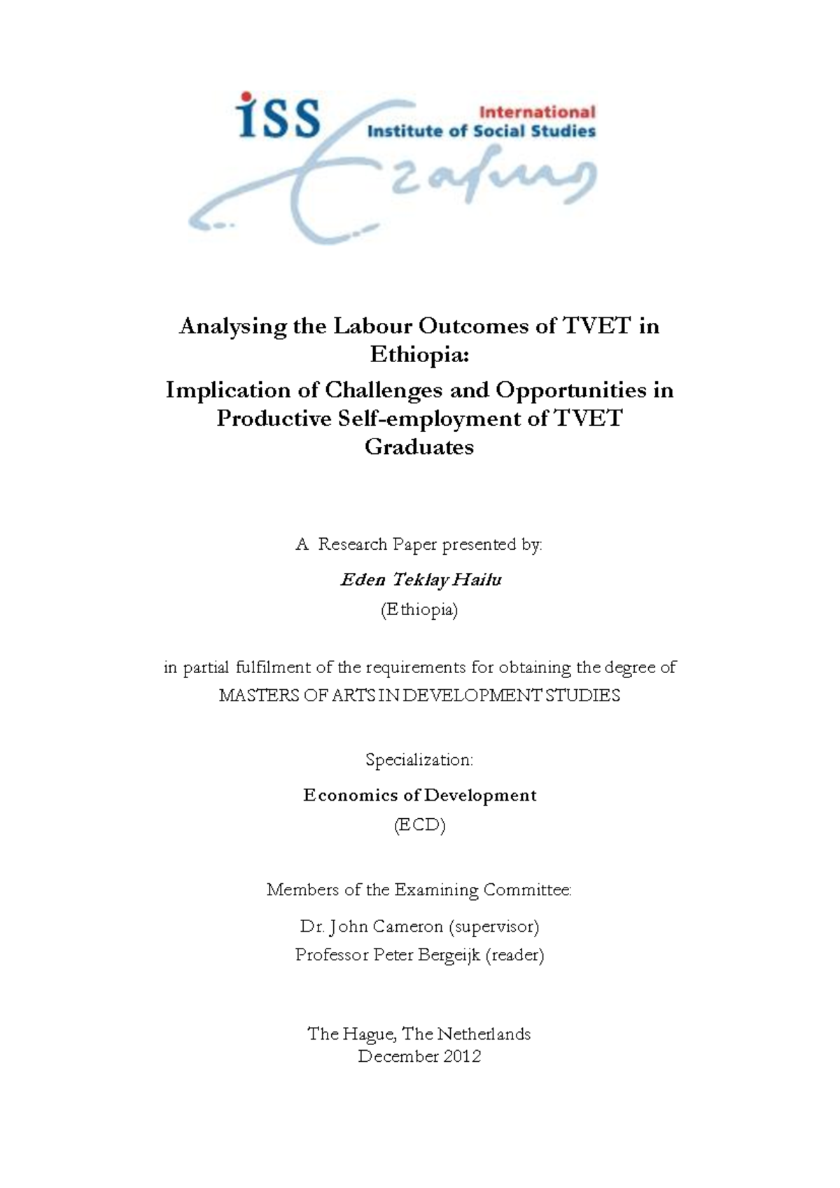 Labour Outcomes of TVET in Ethiopia: Challenges & Opportunities (ECD ...