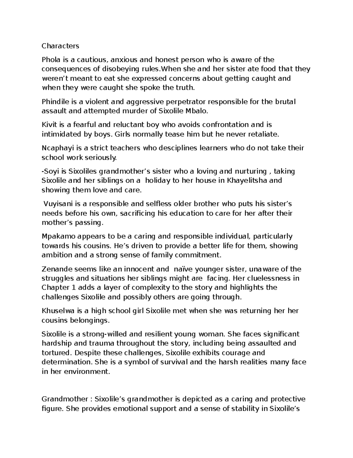 Character Analysis in Sixolile's Story: A Deep Dive into Key Figures ...