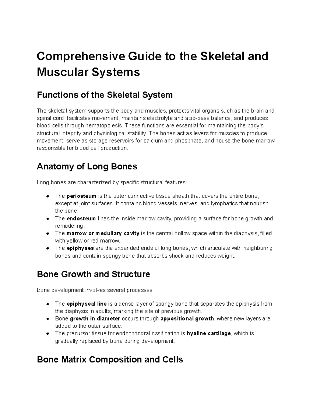 Comprehensive Guide to Skeletal and Muscular Systems - Studocu