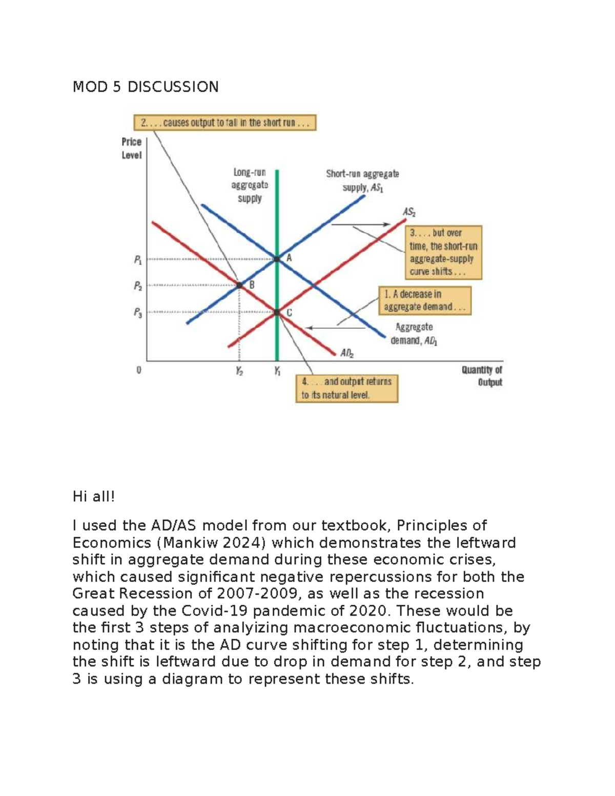 ECON 202 MOD 5 Discussion: Analyzing AD Shifts in Recessions - Studocu