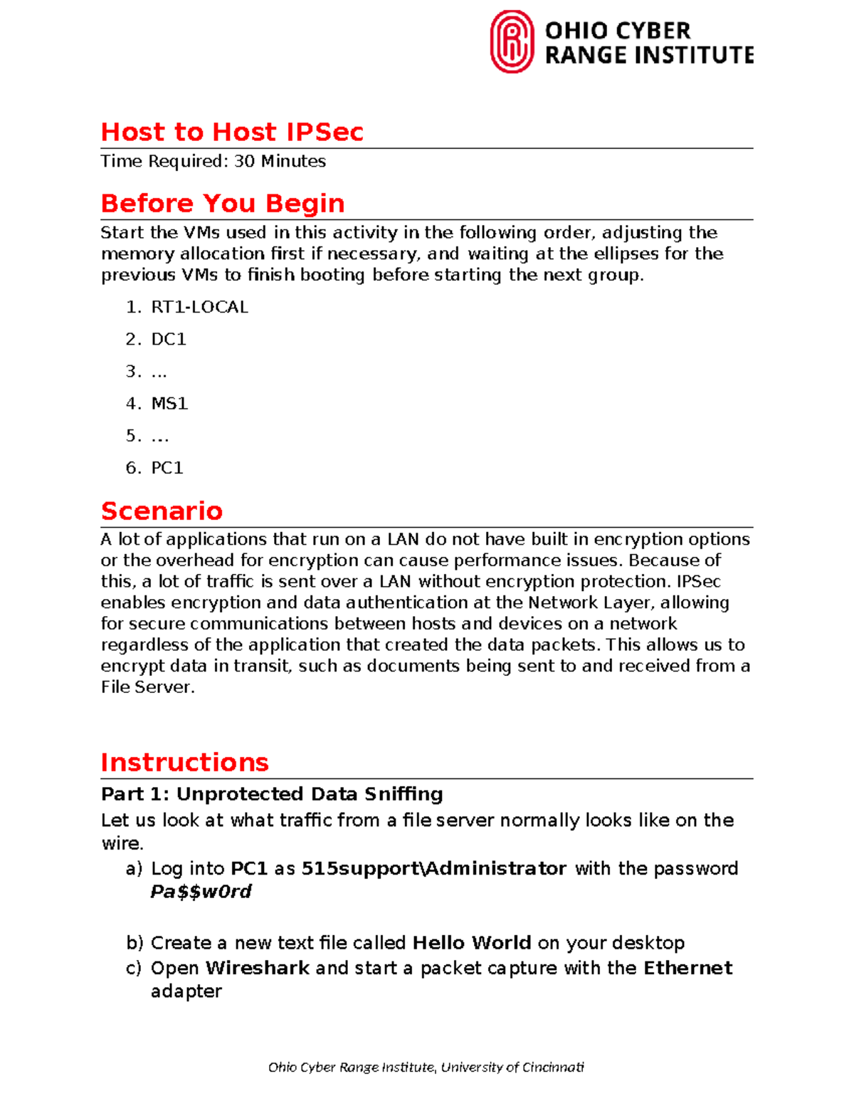 Host to Host IPSec Mini Lab Assignment (CIS 515) - Studocu