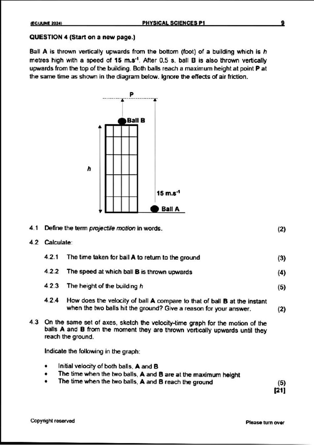 Grade 12 Physics: Vertical Projectile Motion Exam Questions (2024 ...