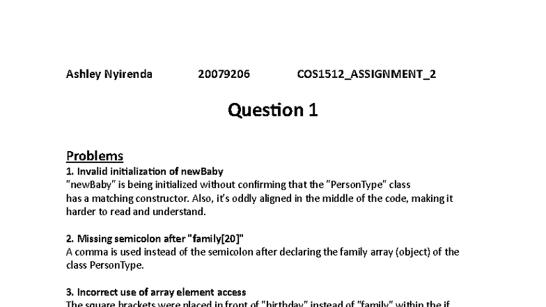 COS1512_ASSIGNMENT_2: Advanced Programming Issues & Solutions - Studocu