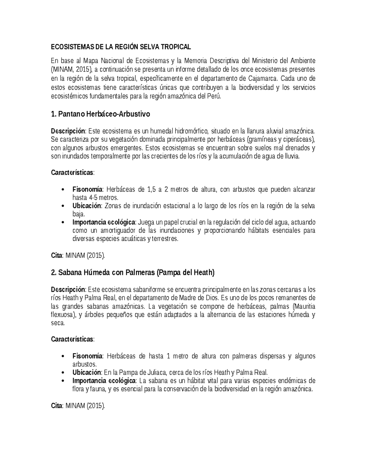 Ecosistemas de la Selva Tropical en Cajamarca: Características y ...