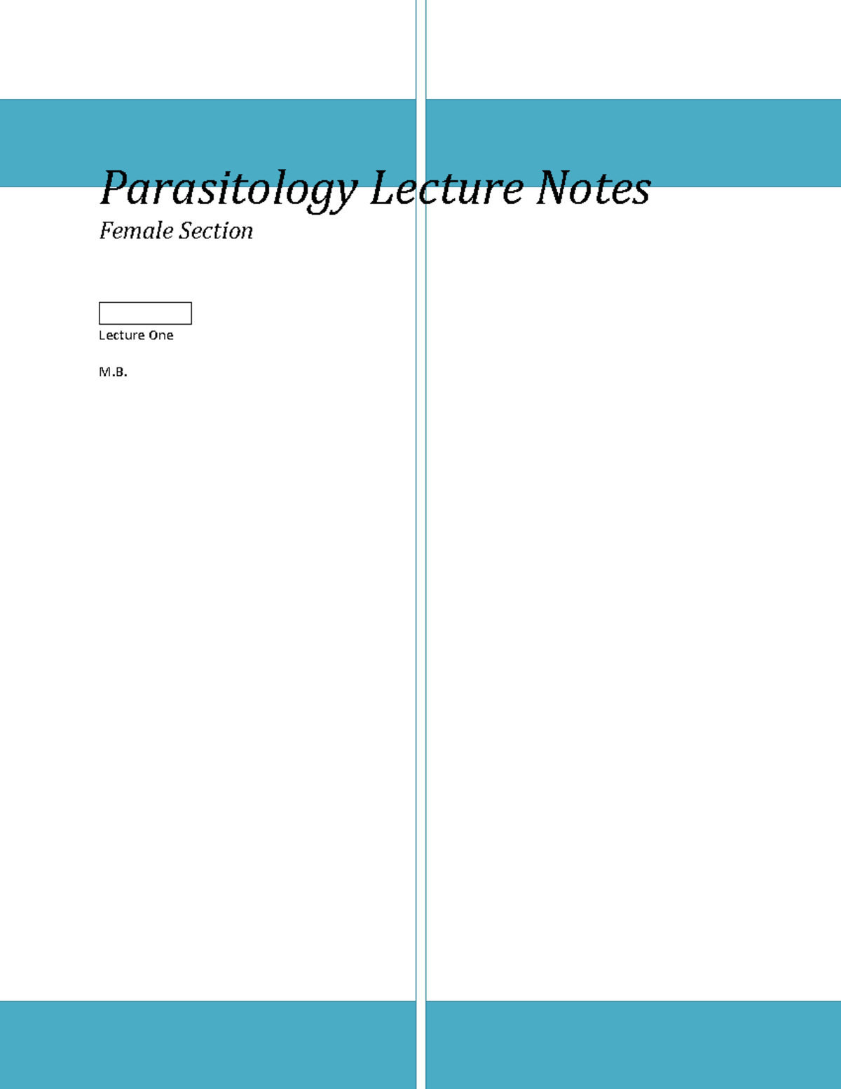 Parasitology Lecture Notes (Course Code: PAR 101) - Studocu