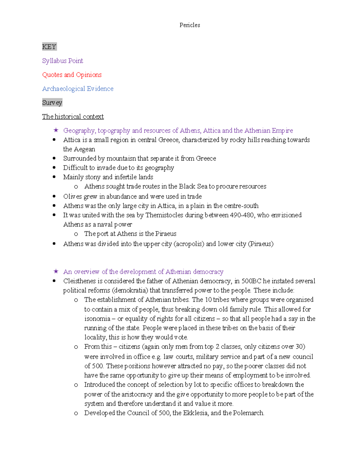 AH Pericles Notes: Key Insights on Athenian Democracy and Empire - Studocu